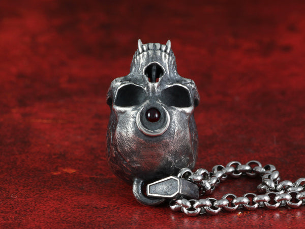 Sterling Silver Vampire Skull Necklace by Lost Apostle