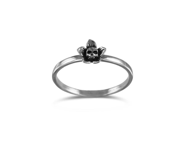 Flower Skull Stacking Ring in Silver by Lost Apostle