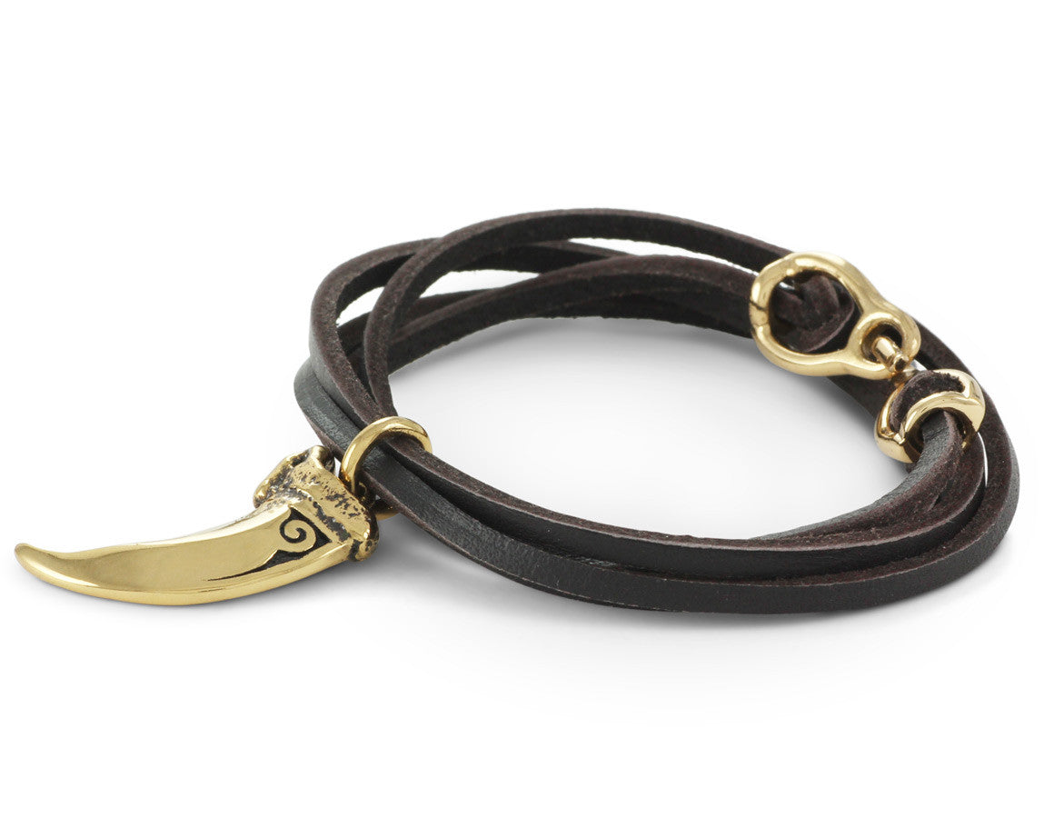 Wolf Claw Leather Bracelet in Bronze by Lost Apostle